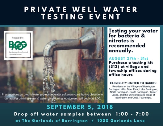 Level 1 Private Well Water Testing Event - Village of Barrington Hills
