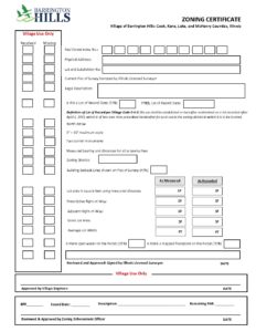 Zoning Certificate Form - Village of Barrington Hills