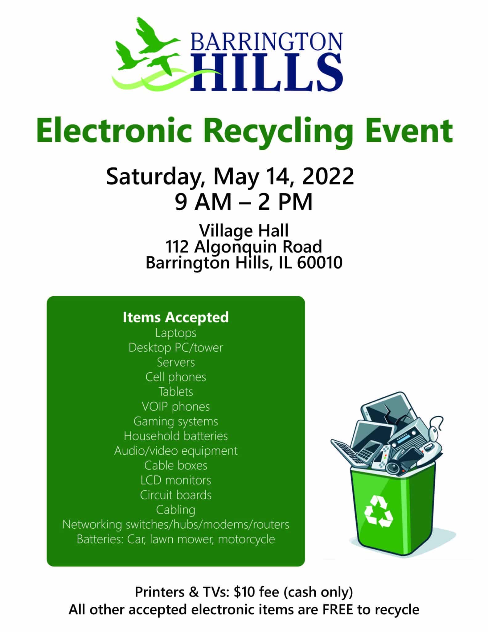 Electronics Recycling Event - Village of Barrington Hills