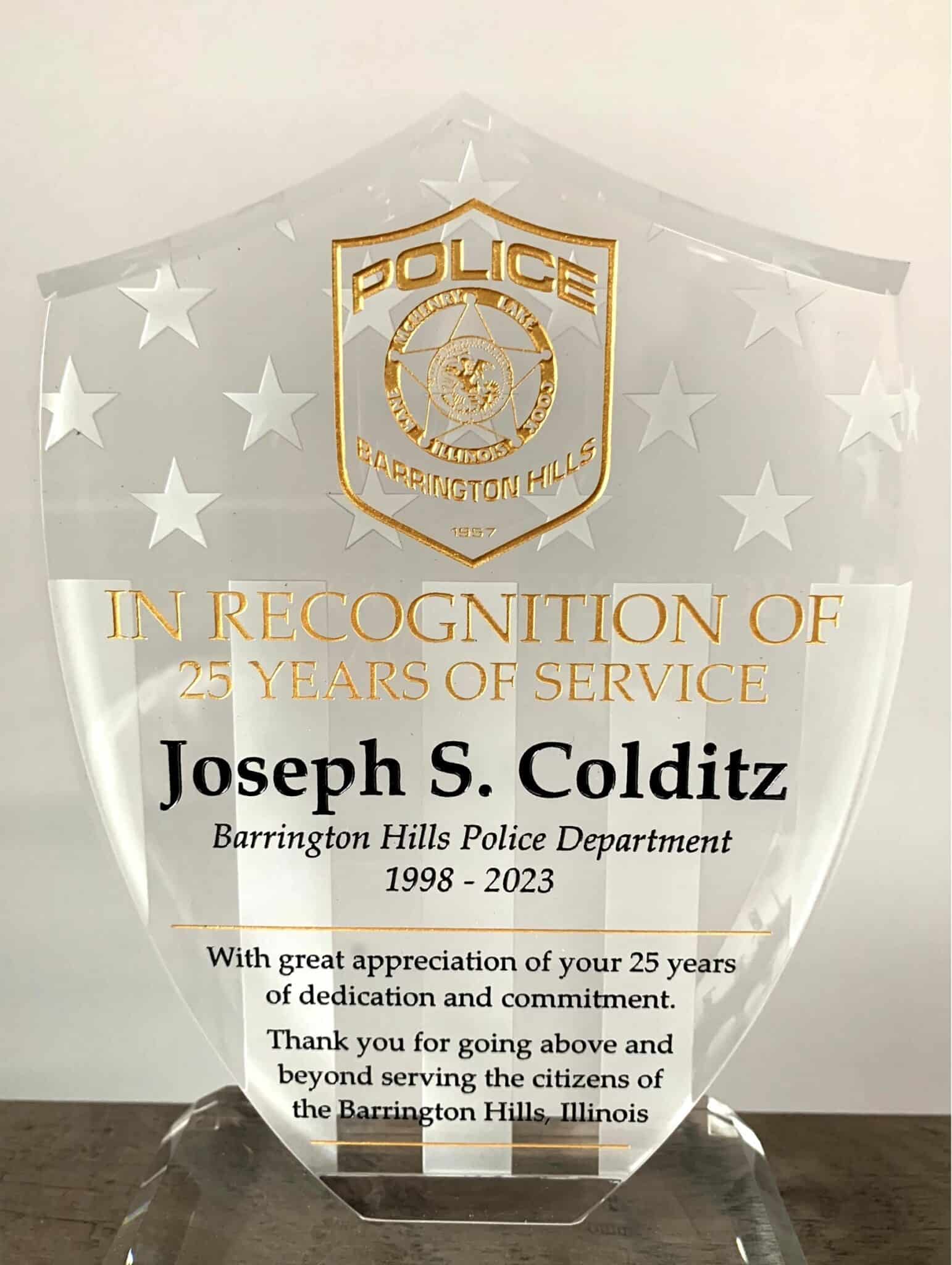 Congratulations Chief Colditz! - Village of Barrington Hills
